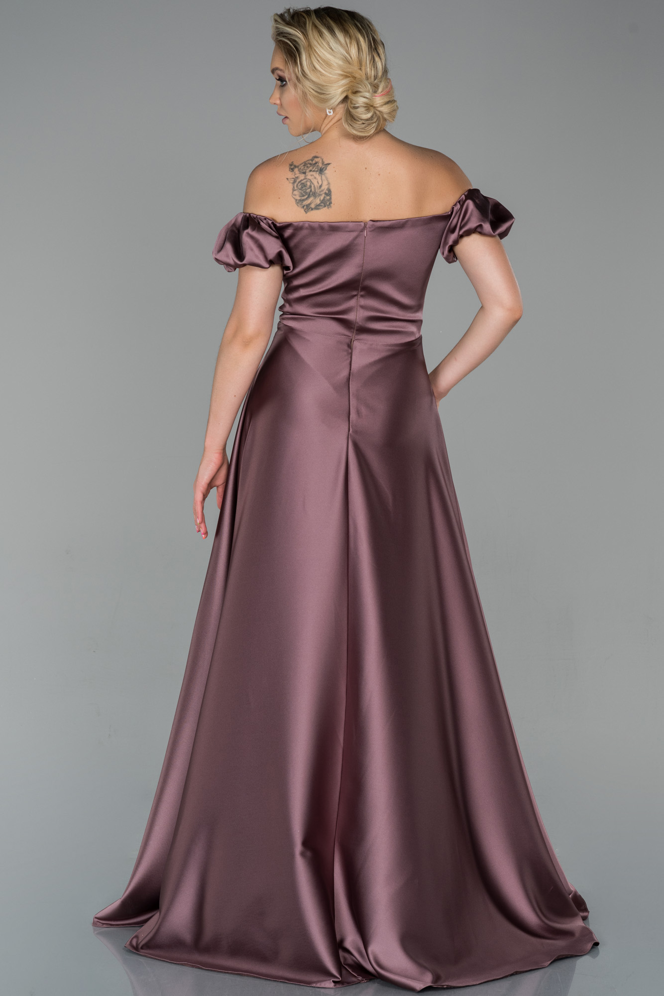 Robe de Soirée Longue Satin Lilas ABU1840 | Abiyefon.com